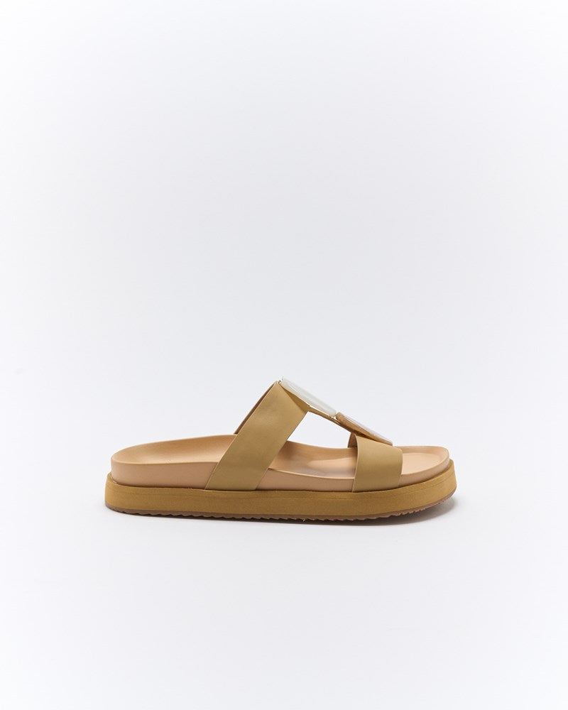 Micah Leather Slide - Biscuit